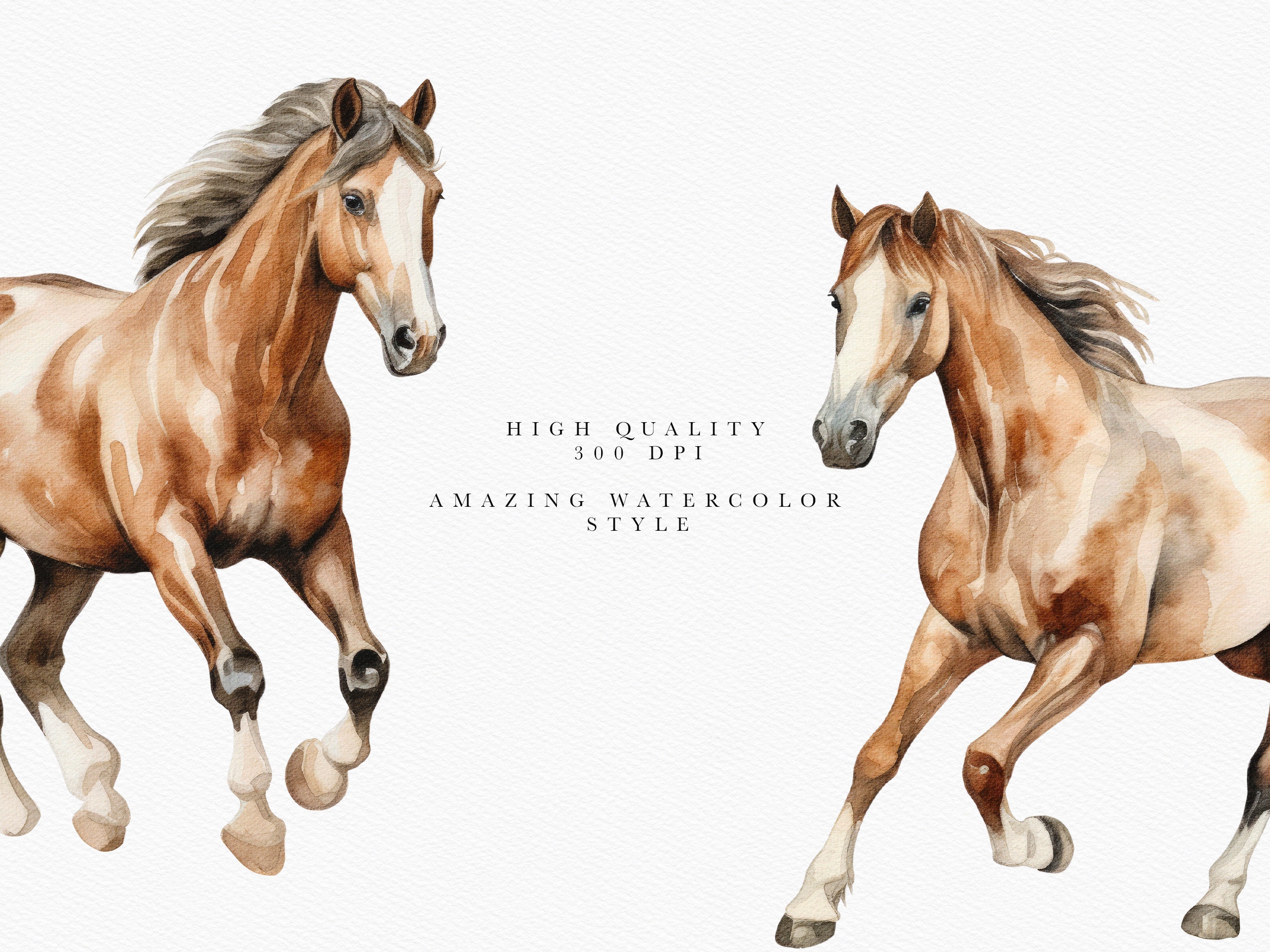 Watercolor Horse Clipart Bundle - Farm Animal Clipart - Nursery Wall ...