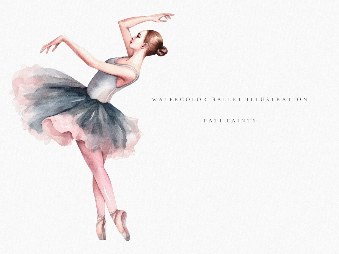 Watercolor Ballet Dancer Clipart for Commercial Use Ballerina Clipart ...
