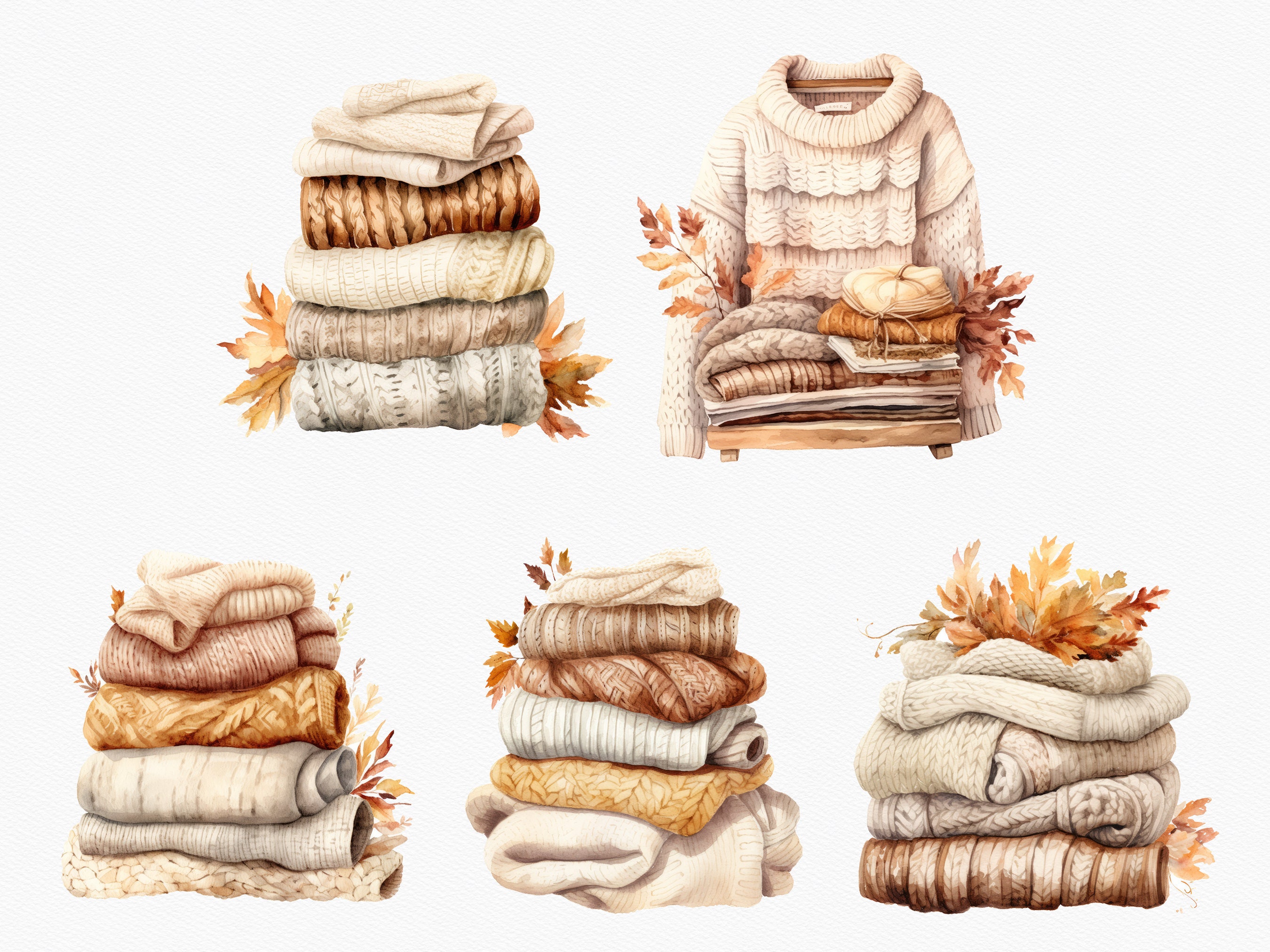 Watercolor Fall Clipart for Commercial Use Fall Sweaters Watercolor ...