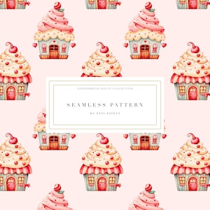 Christmas Cupcake Digital Paper Watercolor Christmas Dessert Seamless ...