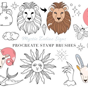 Mystic Zodiac Sign Procreate Stamp Brushes - Tattoo Magic Doodle Art ...