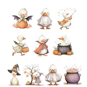 Witchy Goose Parade Halloween Clipart Set, 20 PNG Transparent Files ...
