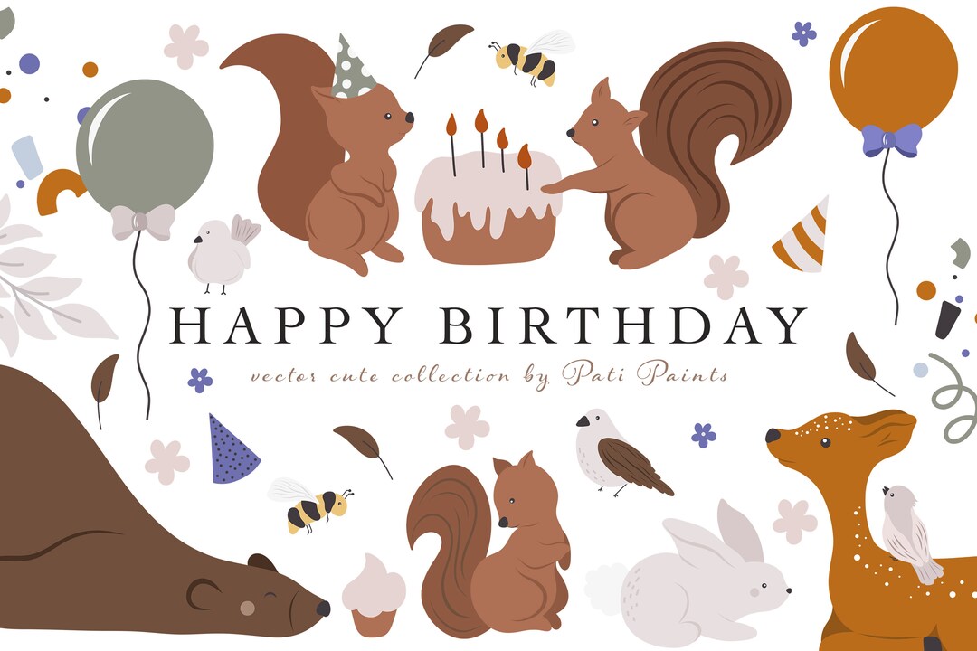 Birthday Animal Party Digital Collection for Baby Nursery Printable ...