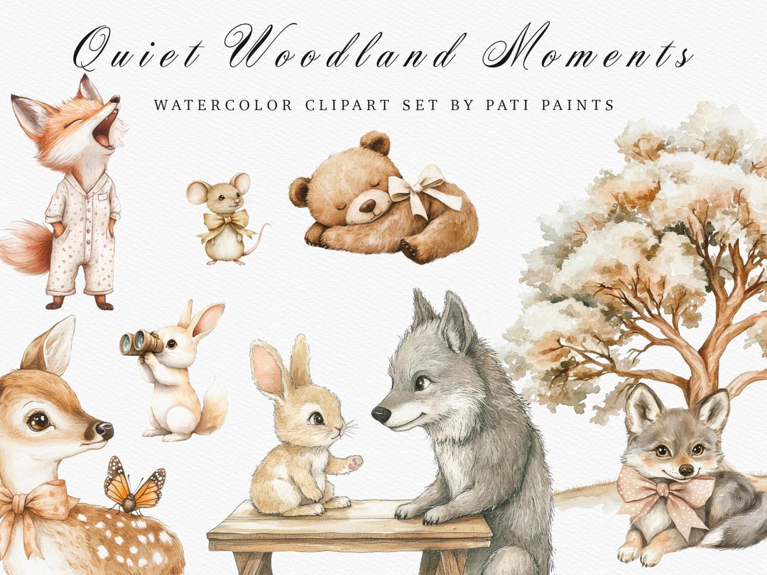 Watercolor Woodland Animal Clipart Set - Forest Baby Shower - Digital ...