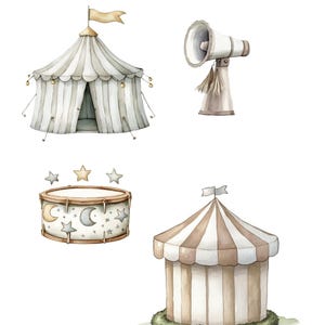 Woodland Circus Animals Clipart, Watercolor Forest Creatures PNG, Cute ...