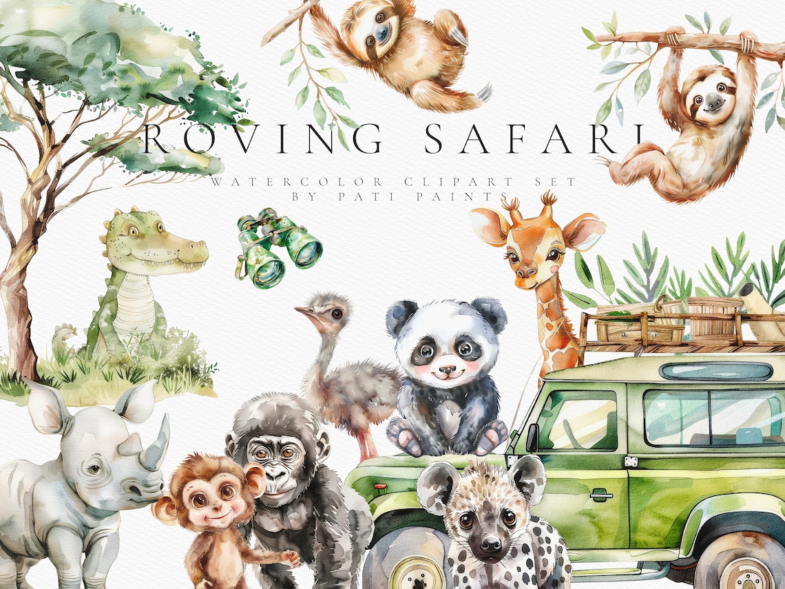 Safari Animal Clipart Safari Tour Clipart Digital Download Party ...