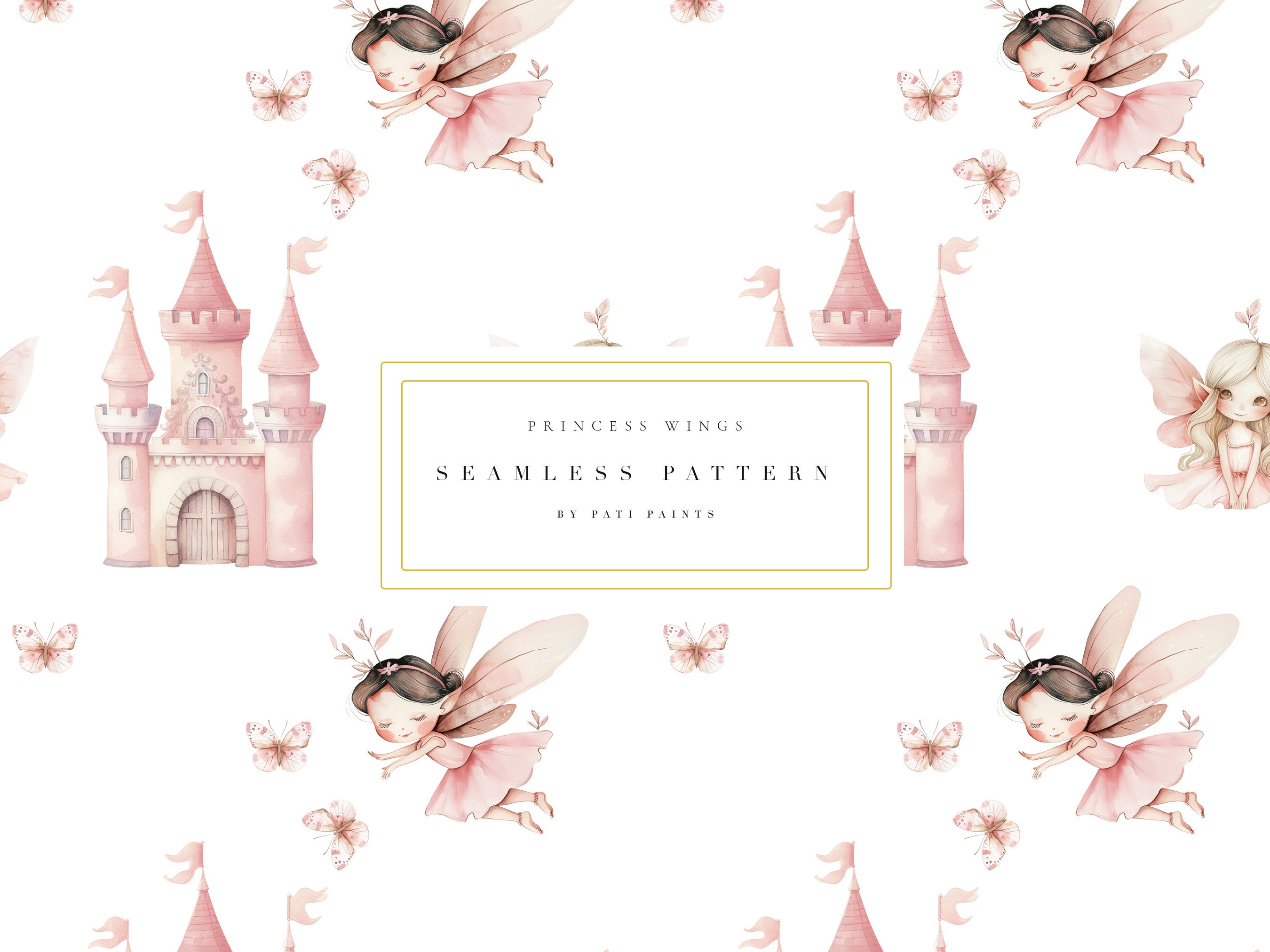 Pink Fairy Digital Paper Watercolor Paper Nursery Digital Background ...