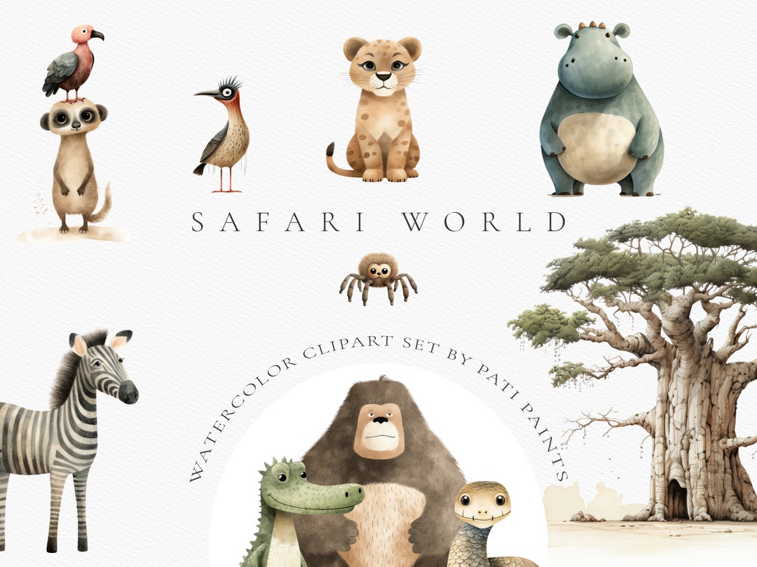 Safari Animal Clipart Bundle - Jungle Animal Clipart - Nursery Safari ...
