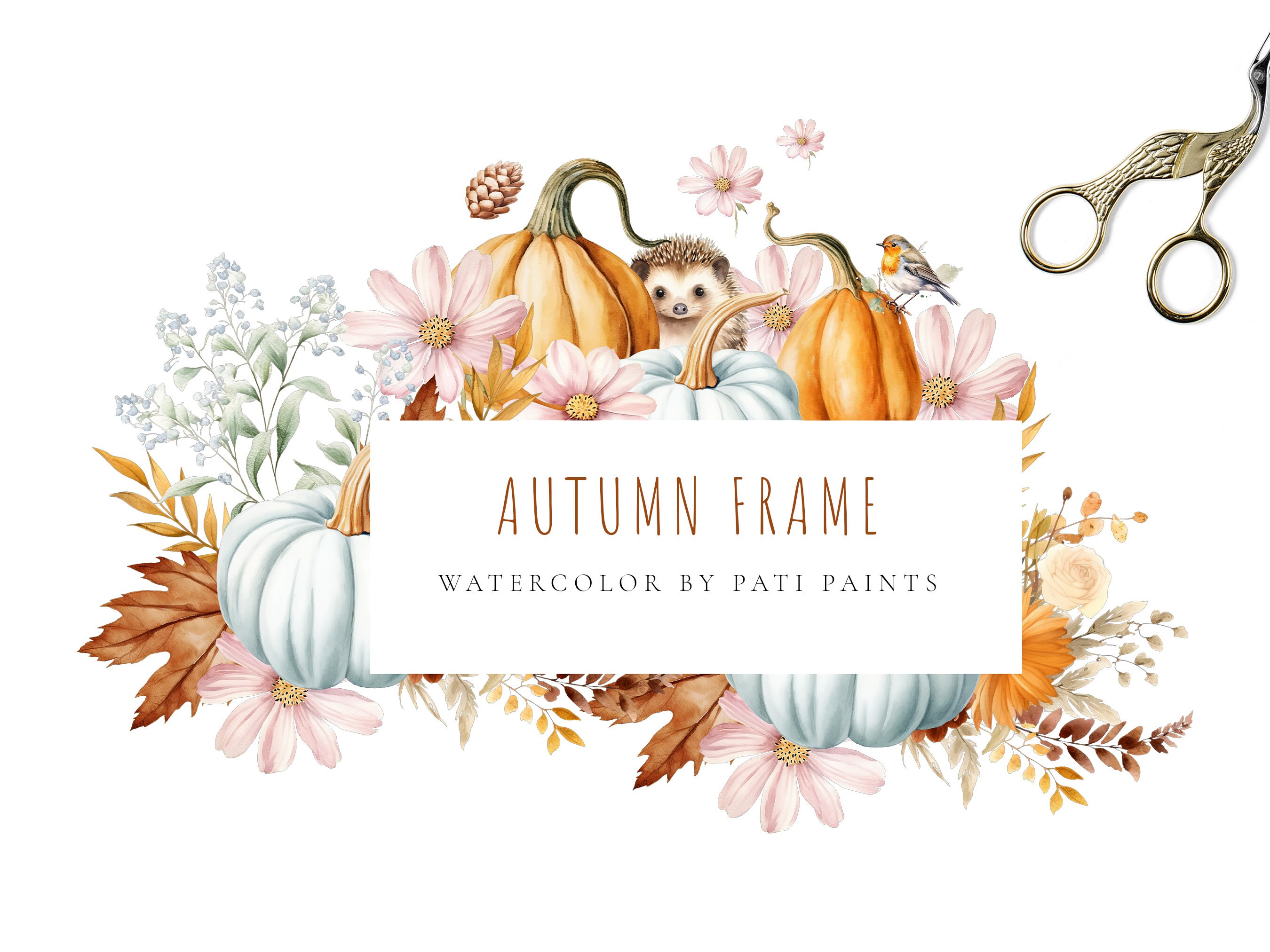 Autumn Watercolor Frame Digital Clipart for Baby Shower - Etsy