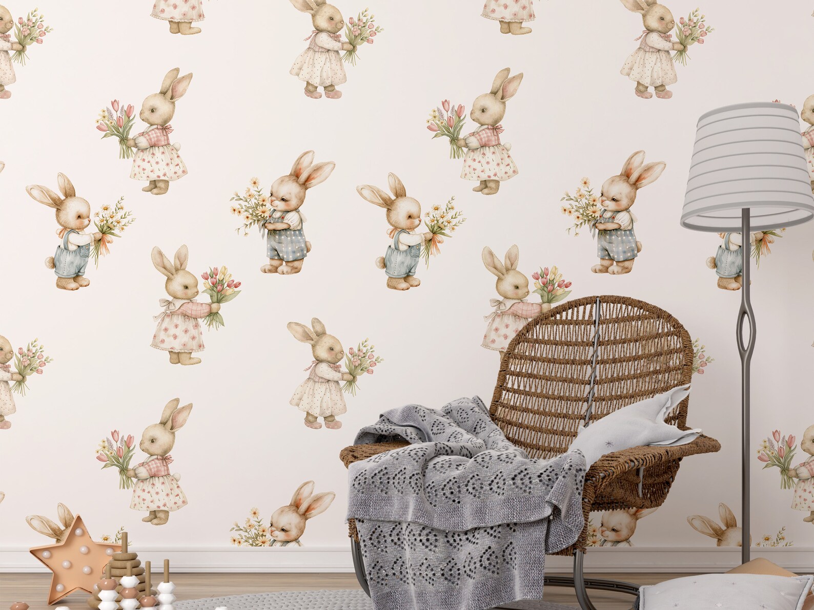 Easter Bunny Digital Paper Easter Paper Seamless Pattern Watercolor ...