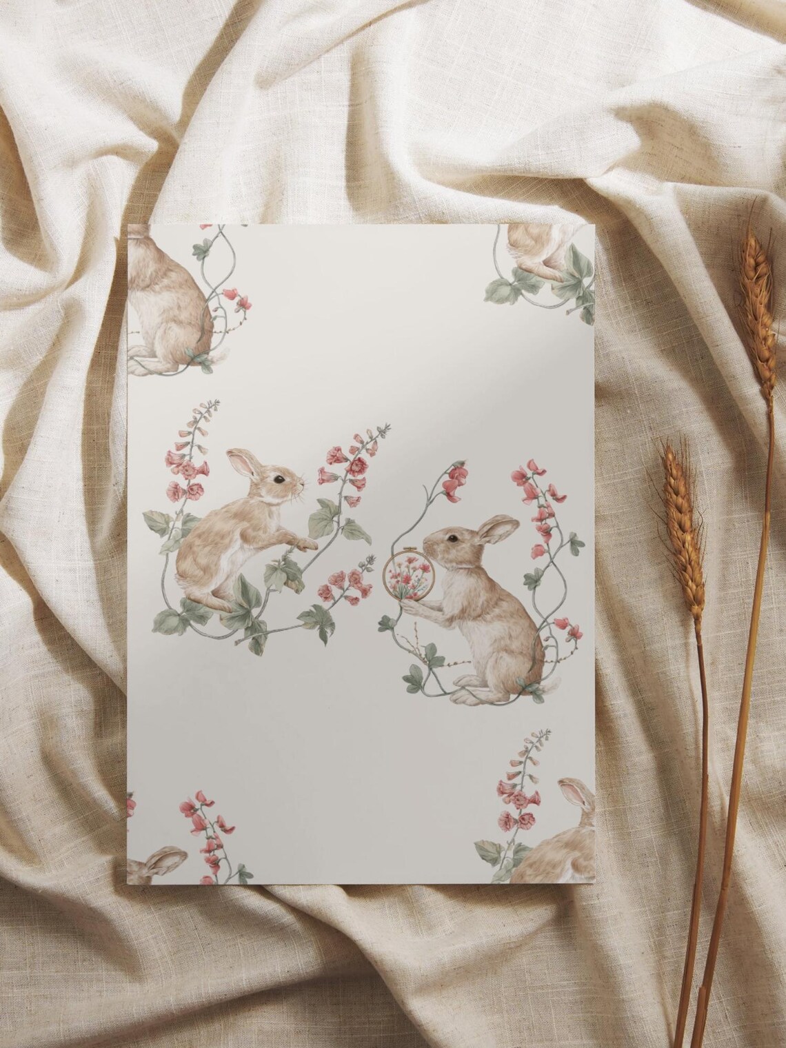 Watercolor Cute Floral Bunny Pattern, Cottagecore Rabbit Seamless Paper ...