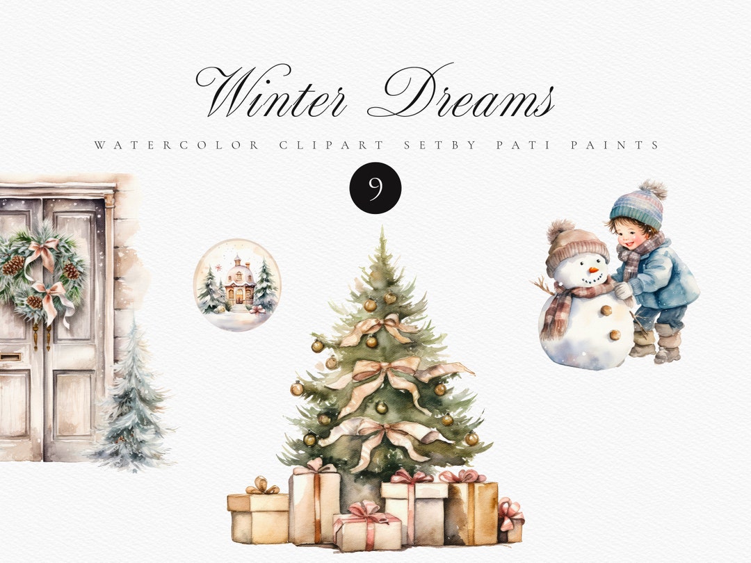 Watercolor Winter Clipart Set - Christmas Digital Clipart - Winter Clip ...