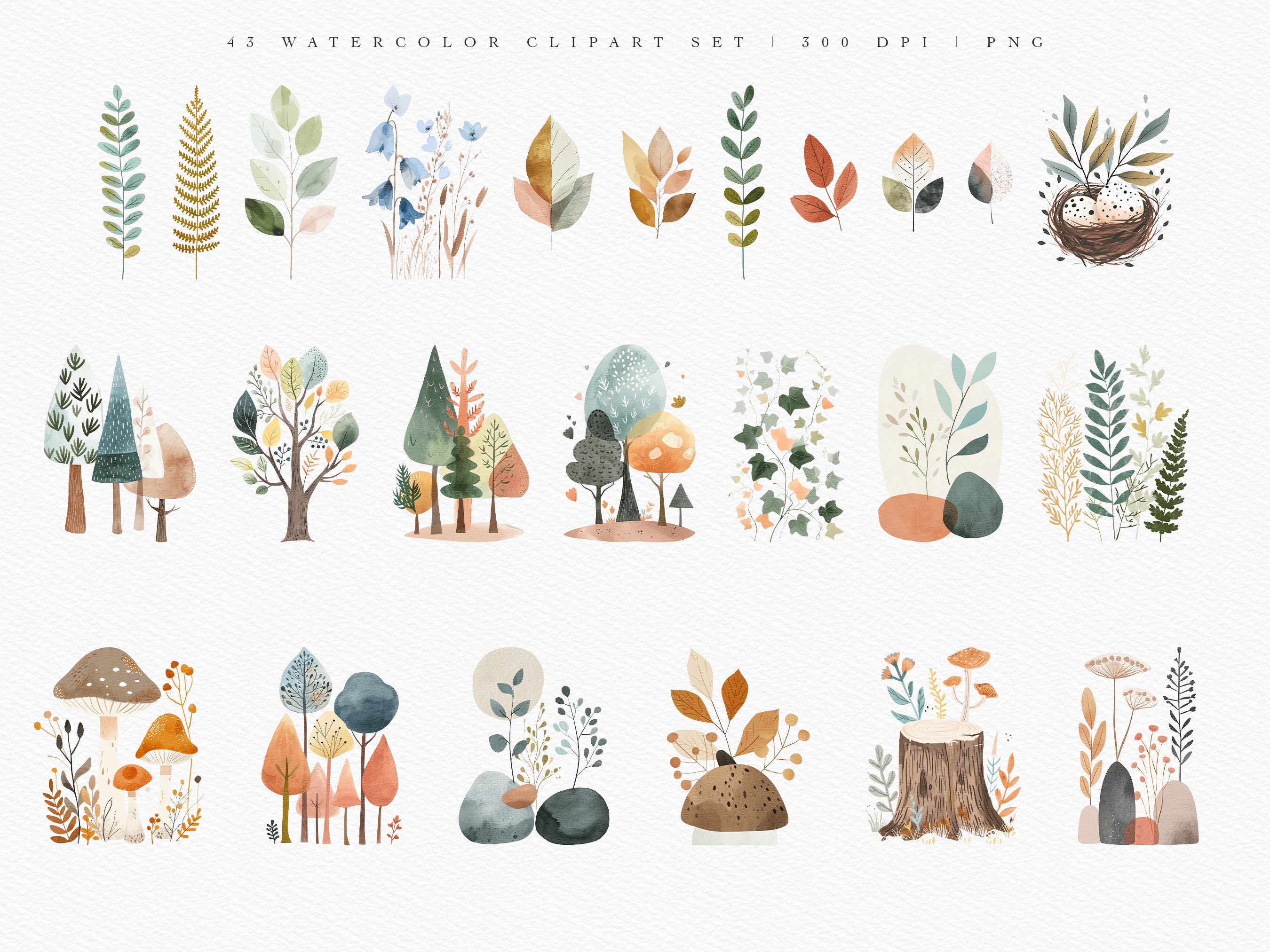 Watercolor Woodland Animals Clipart Bundle - Digital Download - Nursery ...