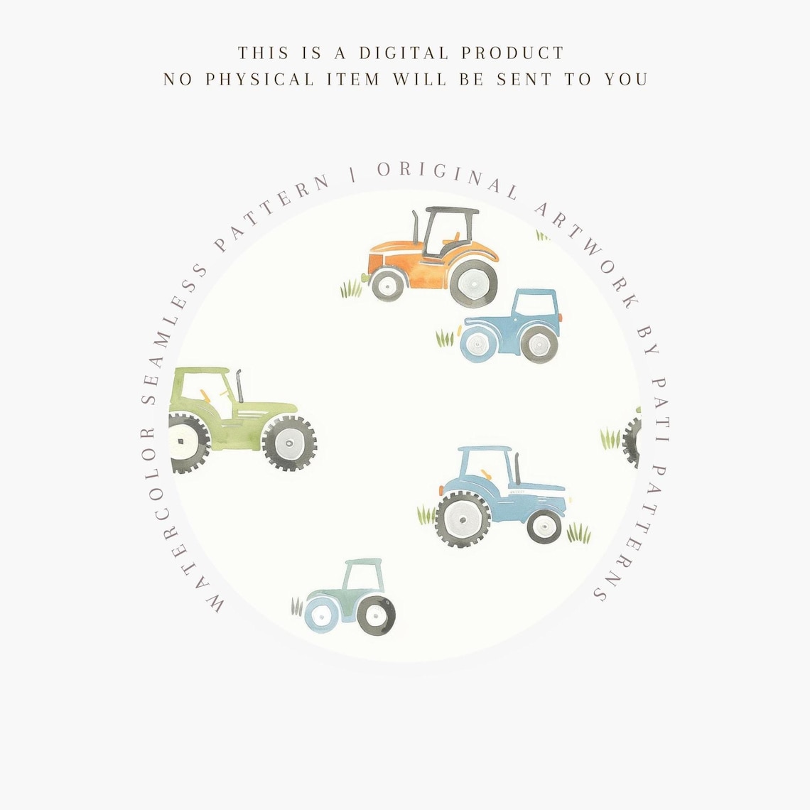 Watercolor Nursery Farm Tractors Seamless Pattern - Kids Wallpaper ...