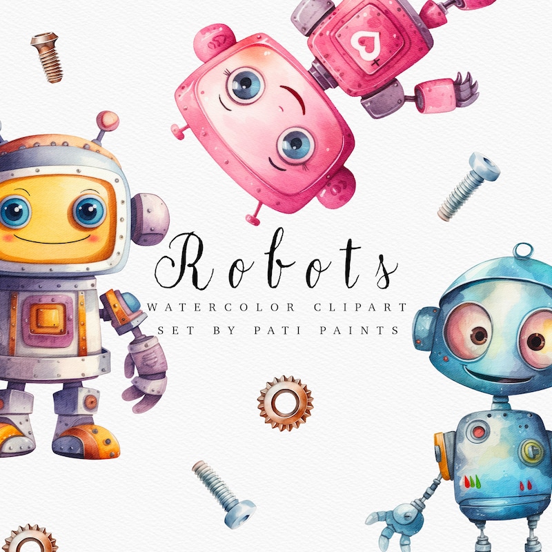 Cute Robot Clipart - Etsy