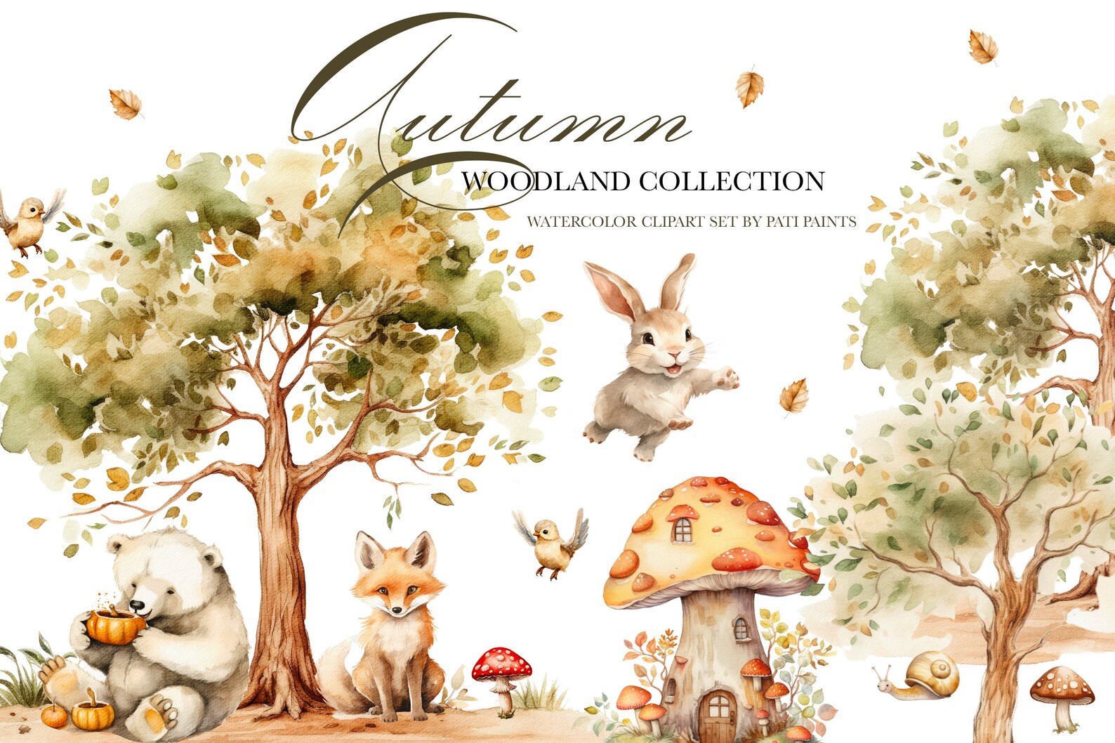 Autumn Woodland Animals Clipart Bundle Forest Animals Clipart Cute ...