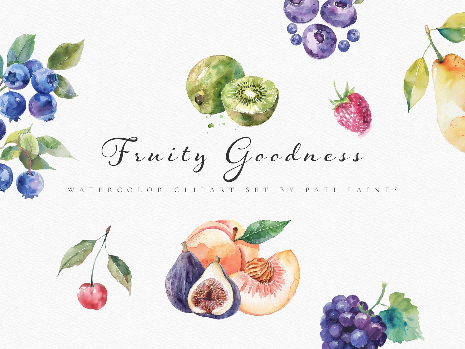 Watercolor Fruit Clipart Bundle Summer Clipart Fruit Clipart Set ...