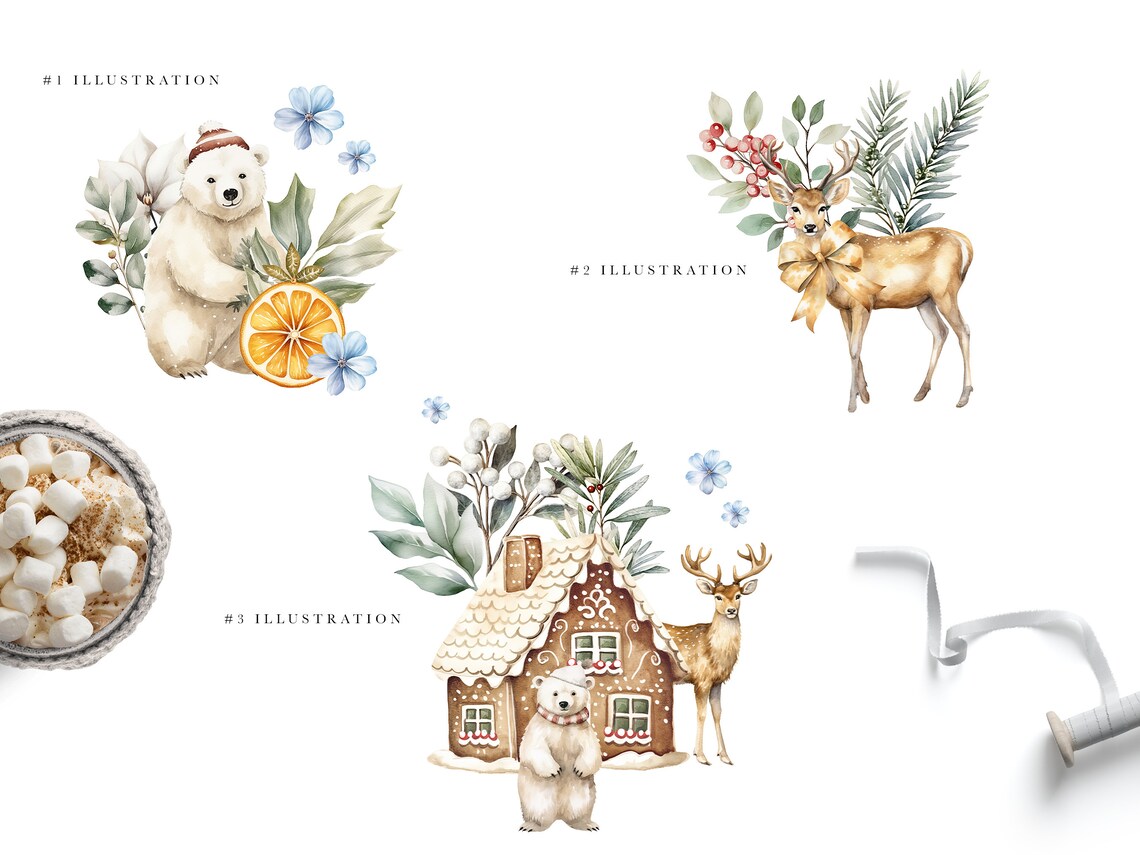 Christmas Magic Watercolor Clipart for Merry Christmas Cards Christmas ...