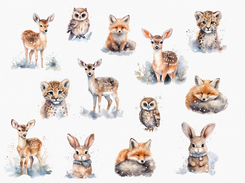 Winter Animals Clipart Bundle - Watercolor Clipart - Watercolor Animals ...