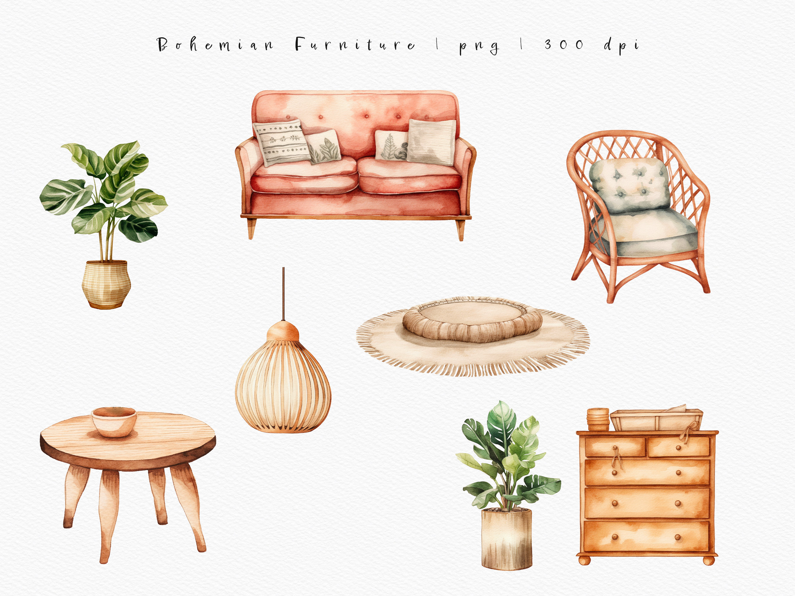 Boho Furniture Bundle Clipart for Planner Supplies - Etsy