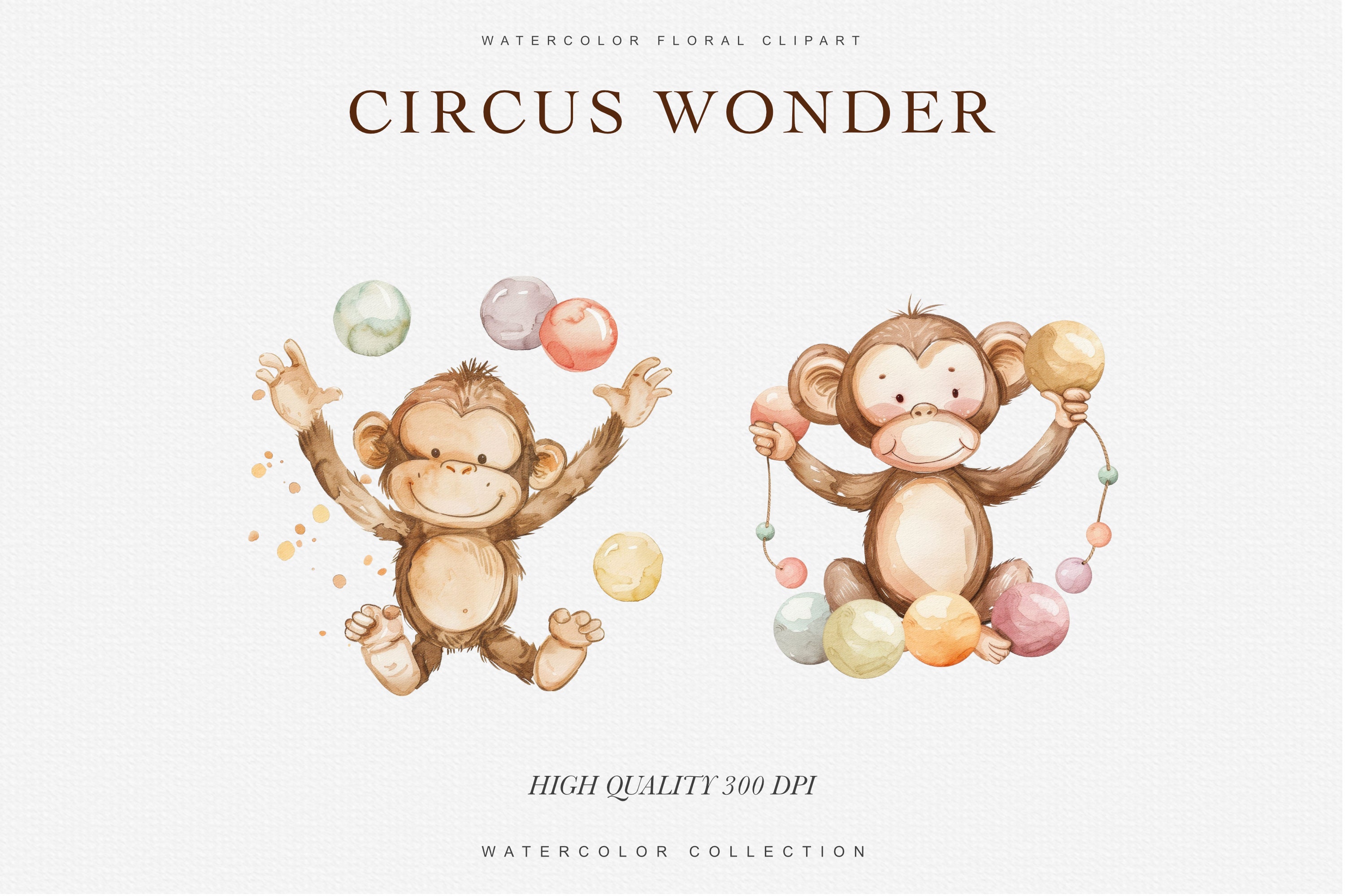 Watercolor Cute Circus Clipart Set for Baby Circus Animals Cute Clowns ...