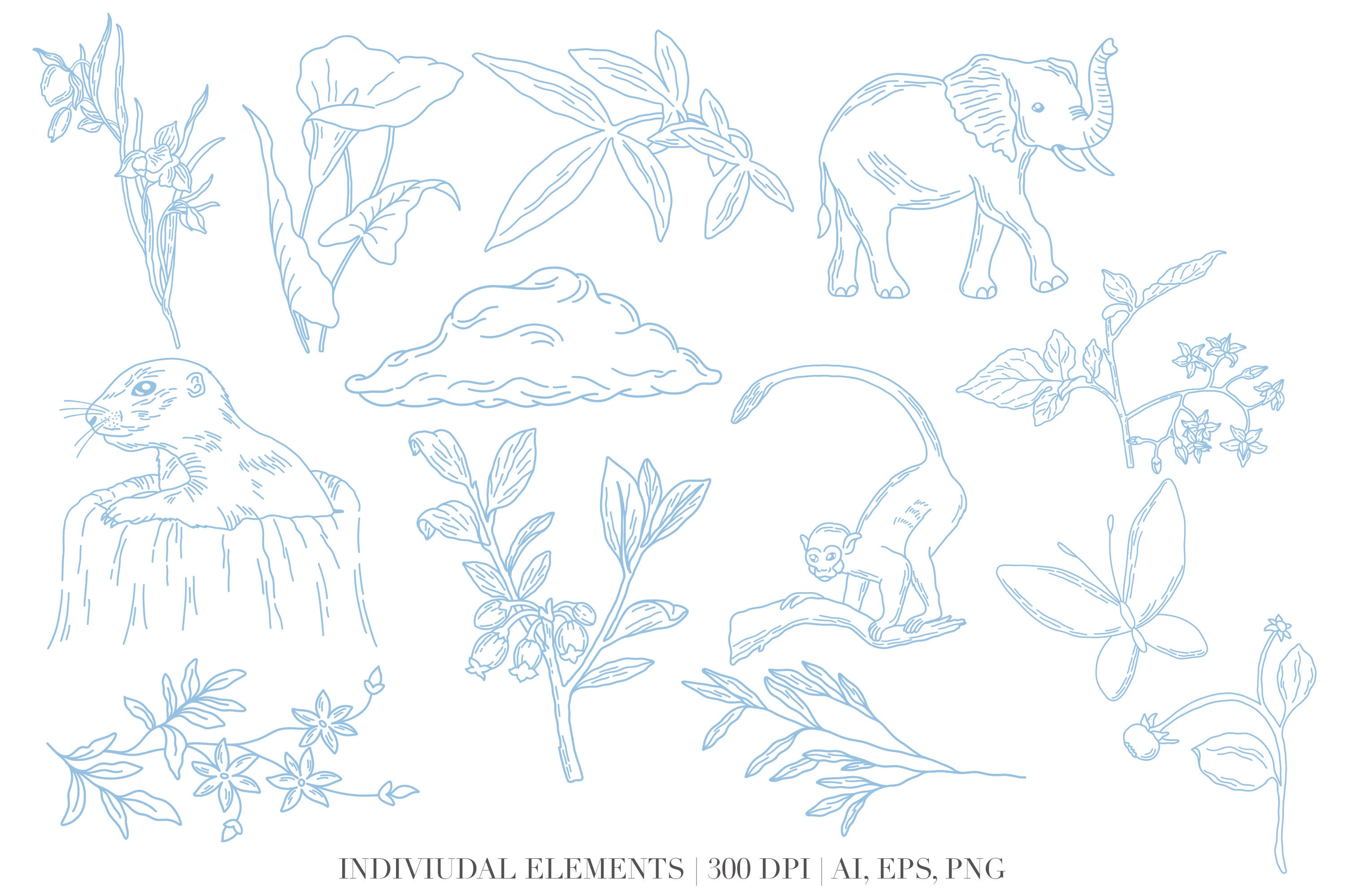 Safari Animals Digital Paper Nursery Decor Jungle Baby Animals Clipart ...