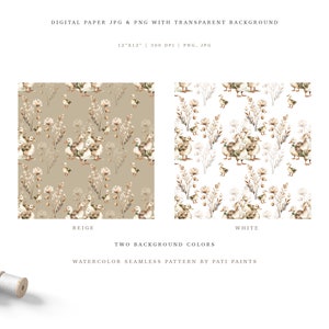 Watercolor Floral Field Goose Digital Paper, Wildflower Seamless ...