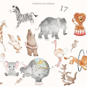 Watercolor Circus Clipart - Carnival Clipart - Nursery Room Decor - Zoo ...