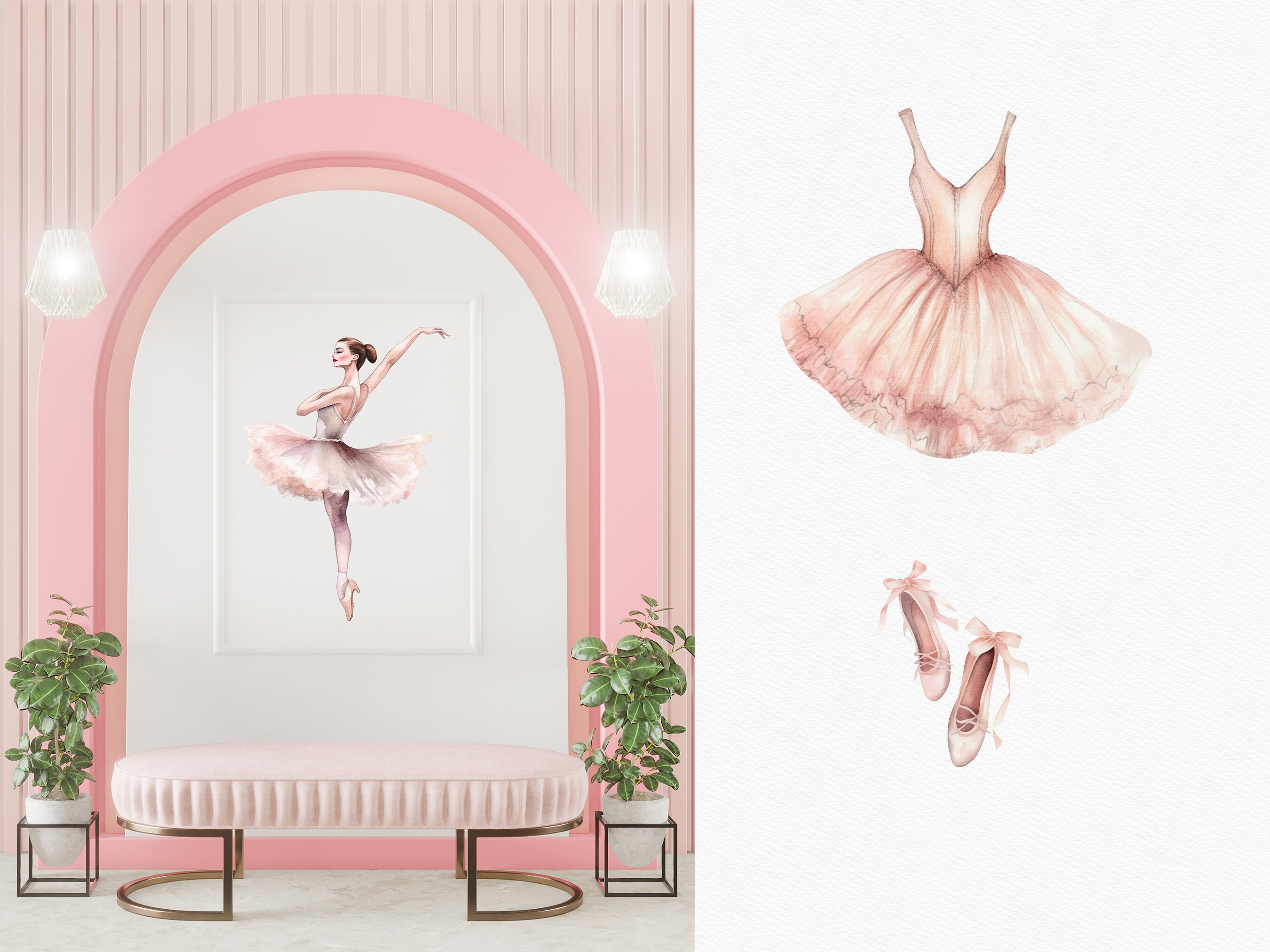 Watercolor Ballet Dancer Clipart for Commercial Use Ballerina Clipart ...