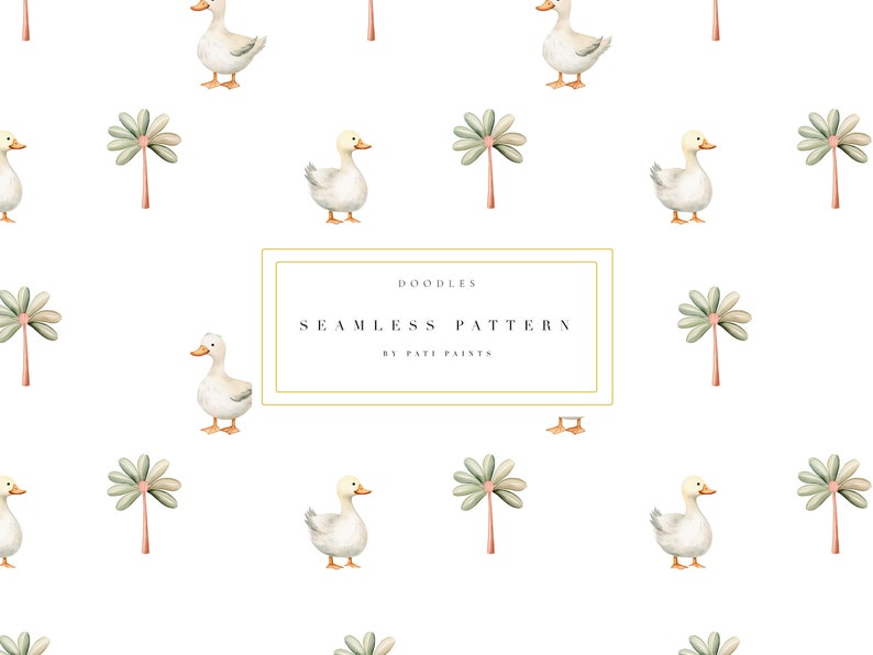 Doodle Animals Watercolor Digital Paper - Scrapbooking - Digital ...