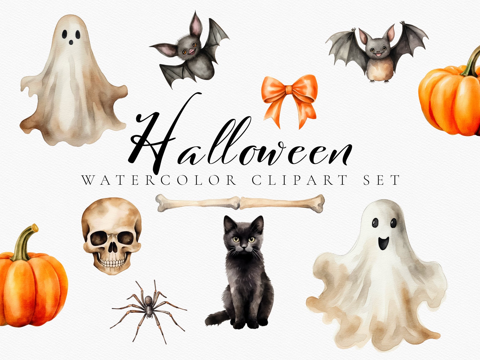 Watercolor Halloween Clipart for Commercial and Personal Use Halloween ...