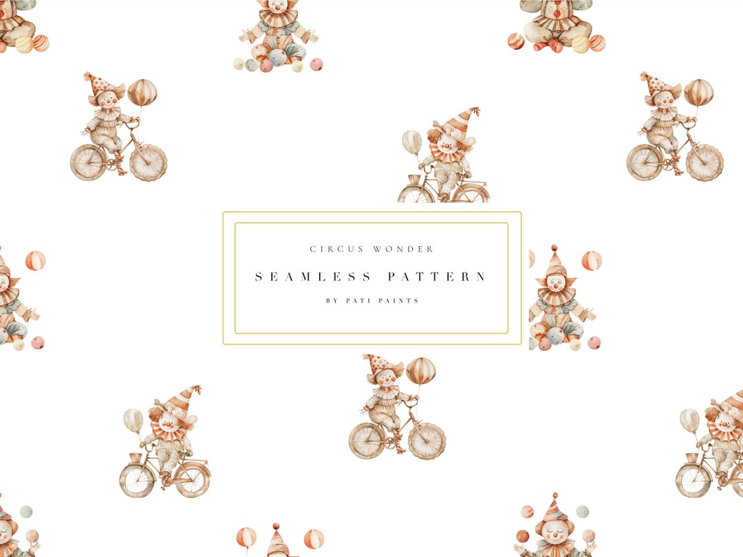 Cute Circus Clown Digital Paper - Nursery Paper - Digital Background ...