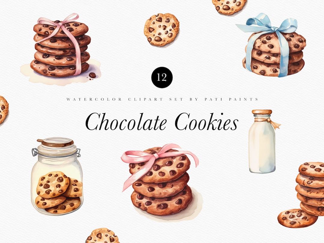 Chocolate Cookies Watercolor Clipart - Cookies Clipart - Dessert ...