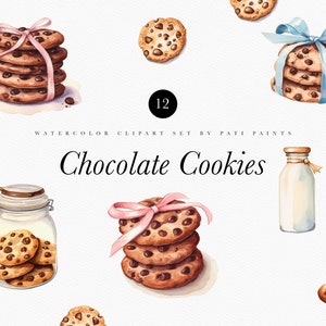 Chocolate Cookies Watercolor Clipart - Cookies Clipart - Dessert ...