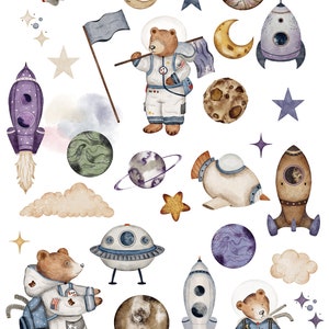 Watercolor Astronaut Cute Bear Digital Clipart for Commercial Use ...