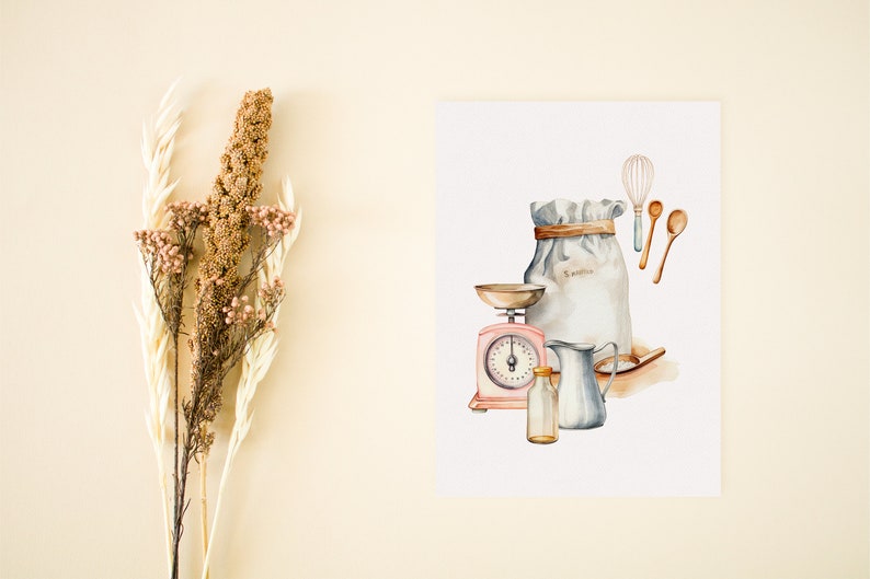 Baking Supplies Clipart Bundle - Watercolor Baking Clipart - Cooking ...
