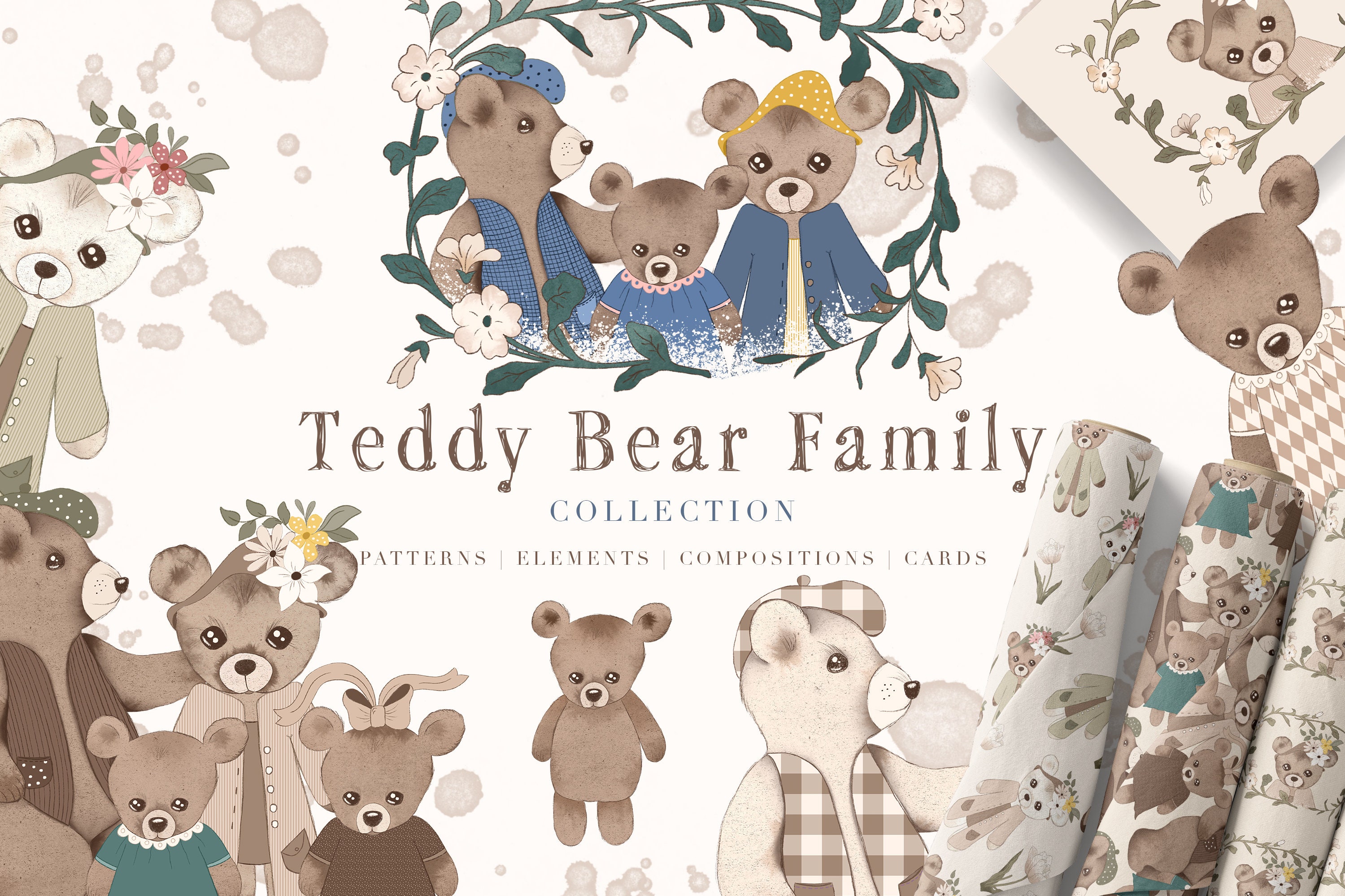 Teddy Bear Family Clipart Teddy Bear Baby Shower Bear Vintage PNG ...