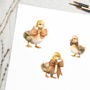 Watercolor Ducklings Clipart - Watercolor Baby Ducks in Bows - Retro ...
