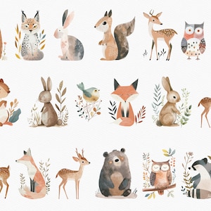 Watercolor Woodland Animals Clipart Bundle - Digital Download - Nursery ...