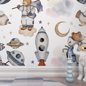 Watercolor Astronaut Cute Bear Digital Clipart for Commercial Use ...