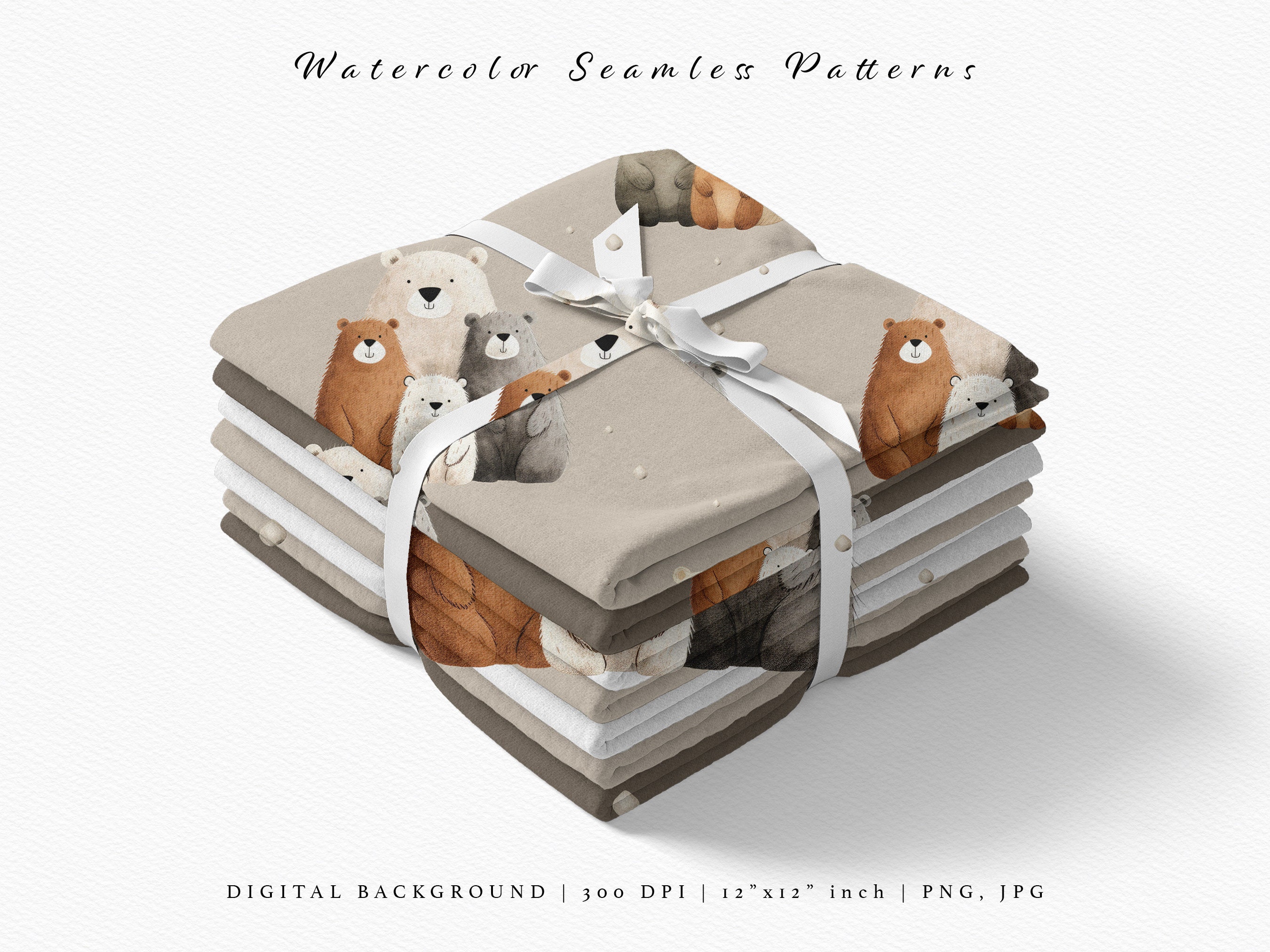 Family Bear Digital Paper Set - Nursery Wallpaper - Cute Bear for Baby ...