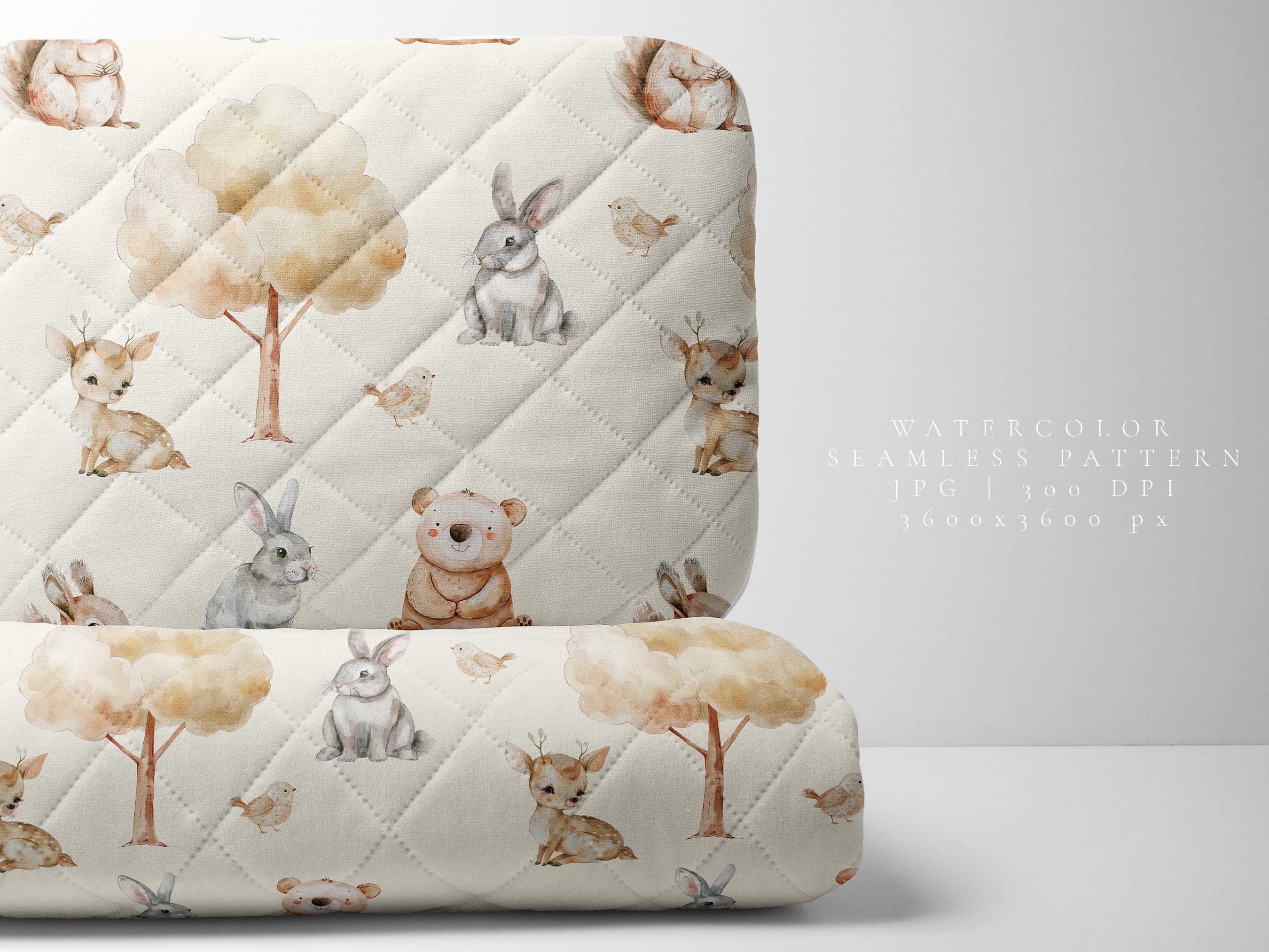 Watercolor Woodland Animals Digital Paper Digital Background Nursery ...