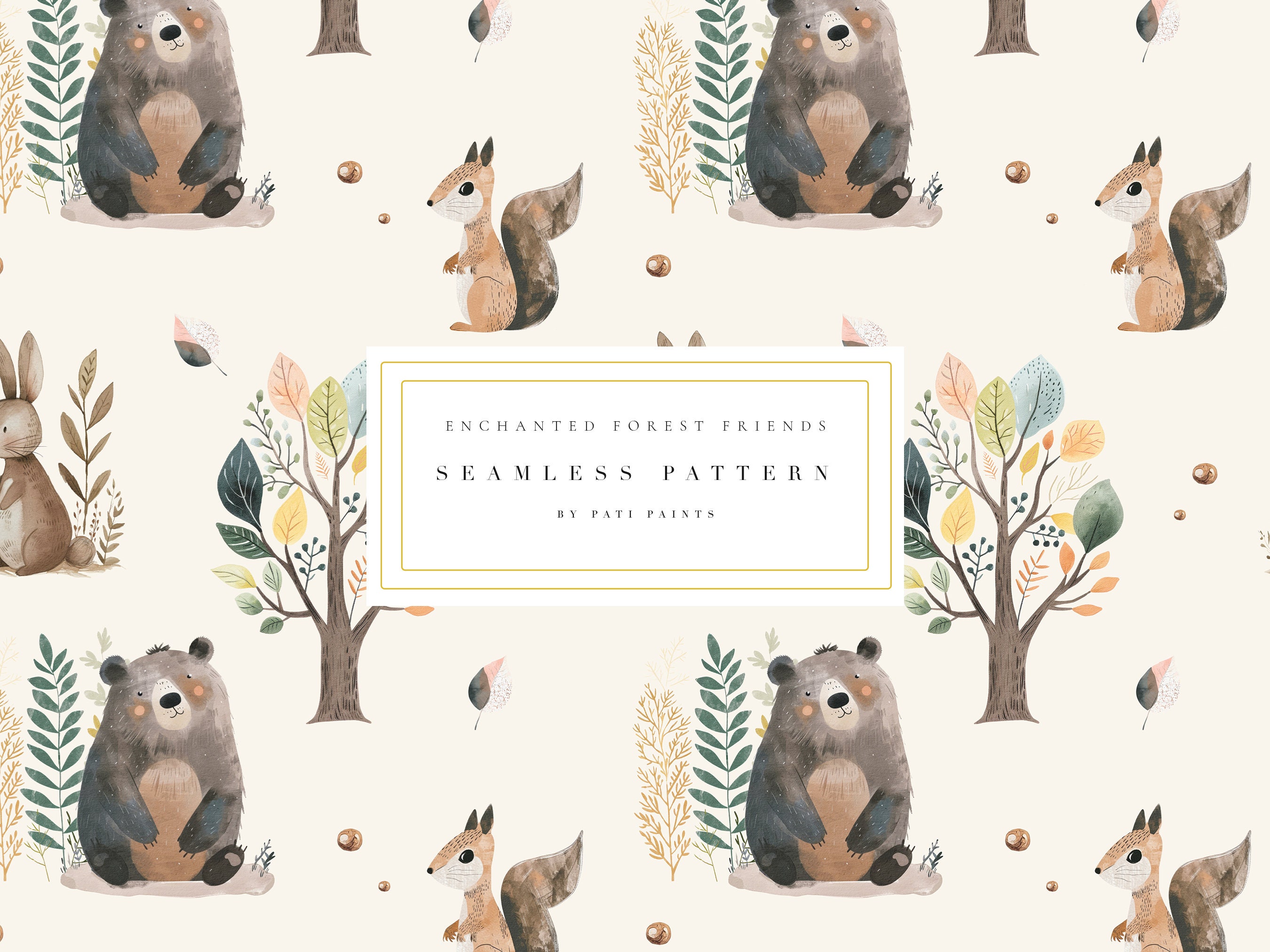 Woodland Animal Digital Paper Scrapbook Paper Nursery Seamless Pattern ...