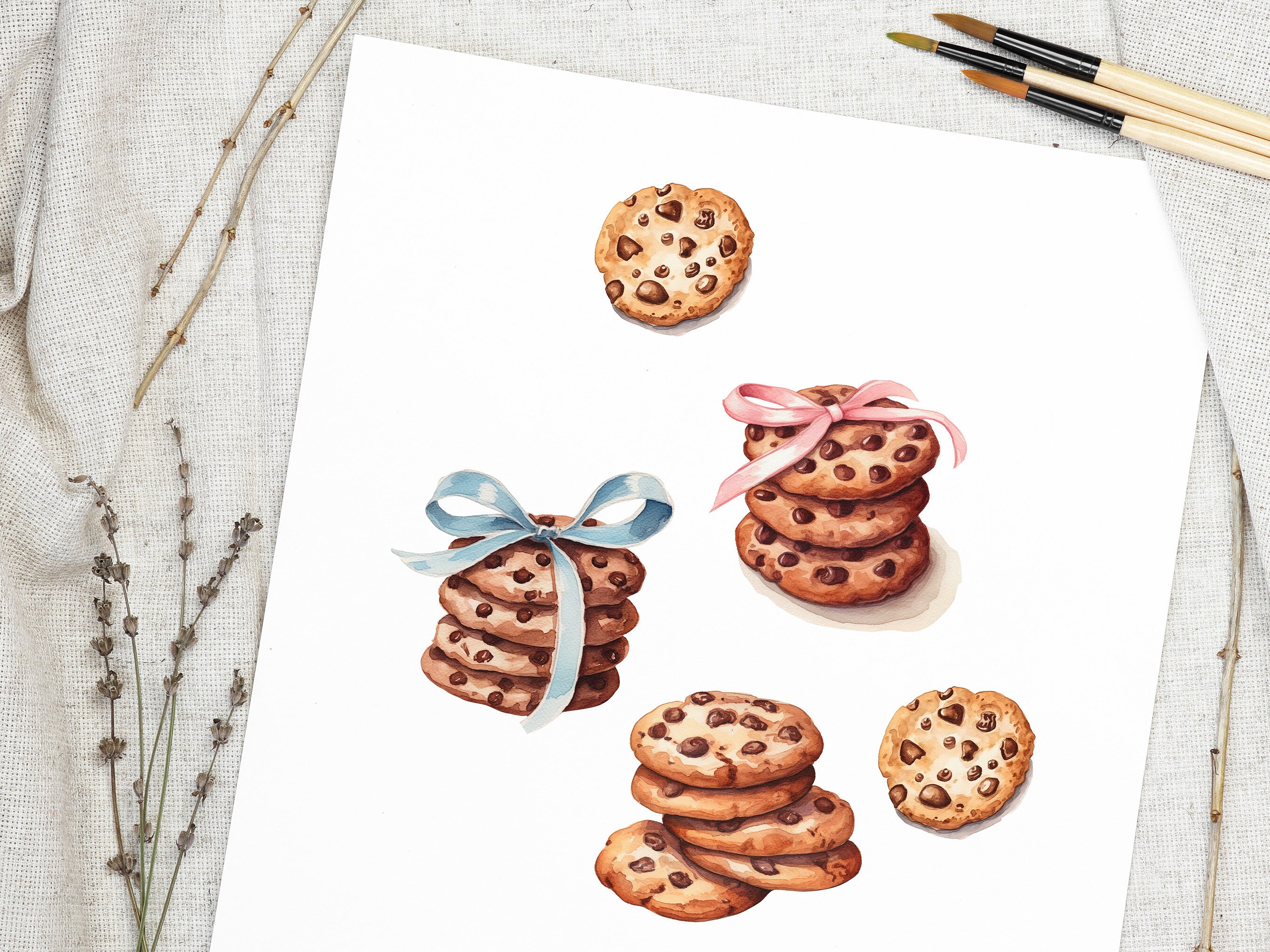 Chocolate Cookies Watercolor Clipart Cookies Clipart Dessert Clipart ...