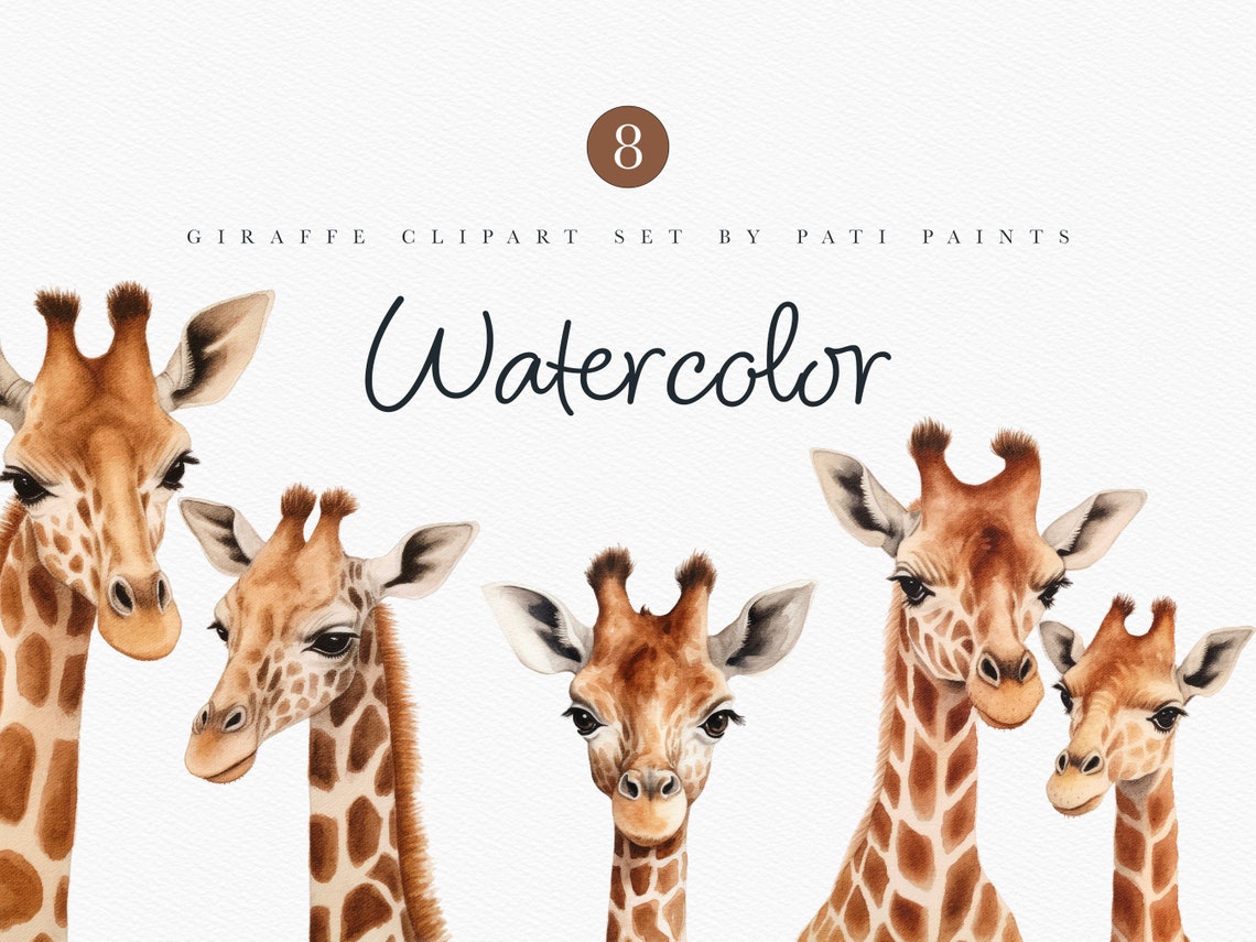 Watercolor Giraffe Clipart for Nursery Wall Art Safari Nursery Decor ...