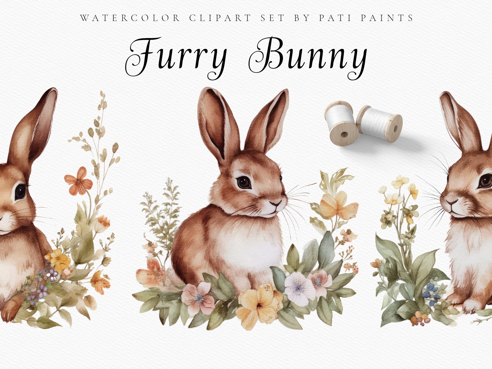 Watercolor Rabbit Clipart for Baby Shower Invite Nursery Art Happy ...