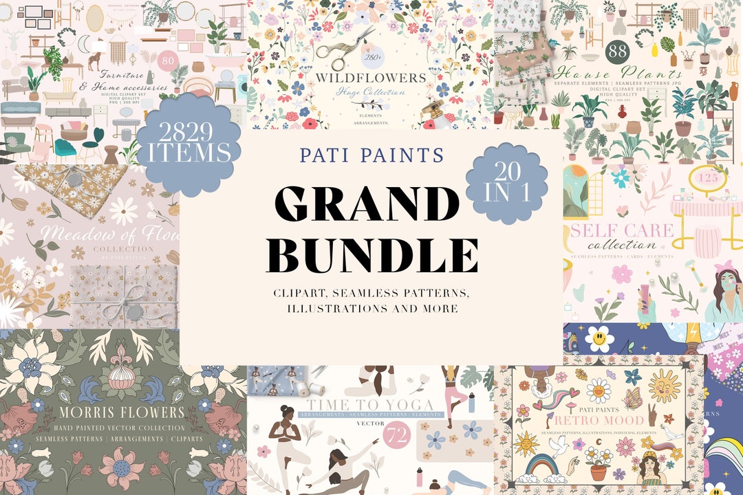 Grand Bundle - Digital Clipart and Pattern - Graphic Bundle - Vector ...