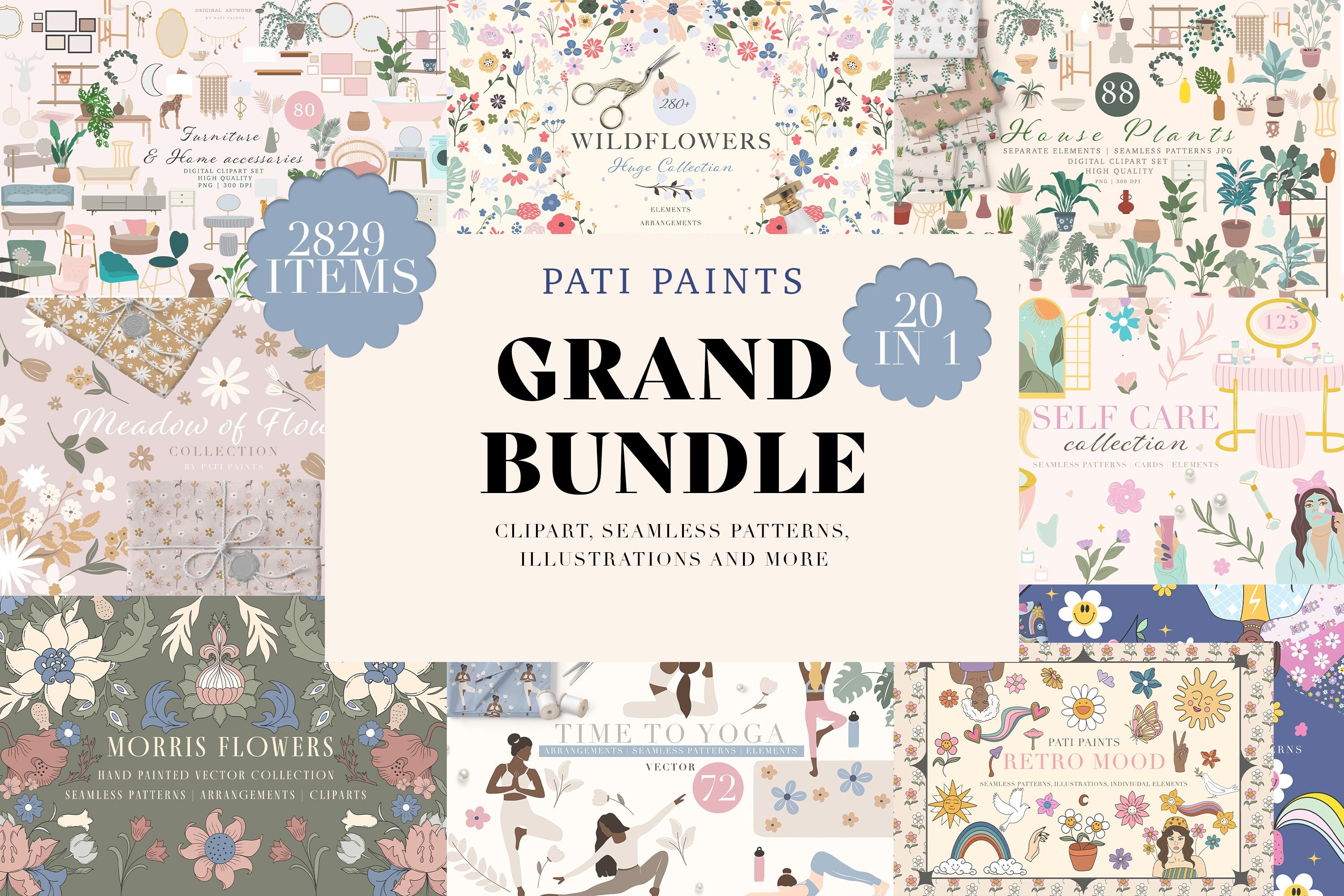 Grand Bundle Digital Clipart and Pattern Graphic Bundle Vector File ...