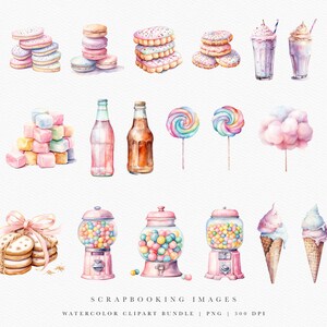 Watercolor Dessert Clipart Bundle - Pastel Sweets Clipart - Watercolor ...