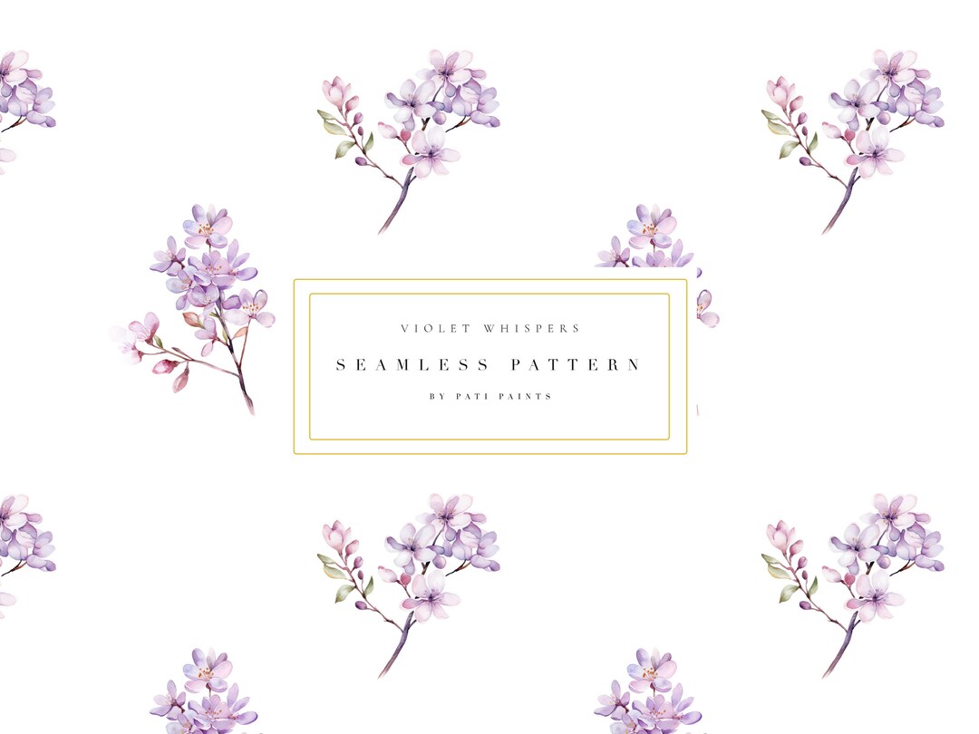 Purple Lilac Digital Paper - Nursery Decor - Floral Seamless Pattern ...